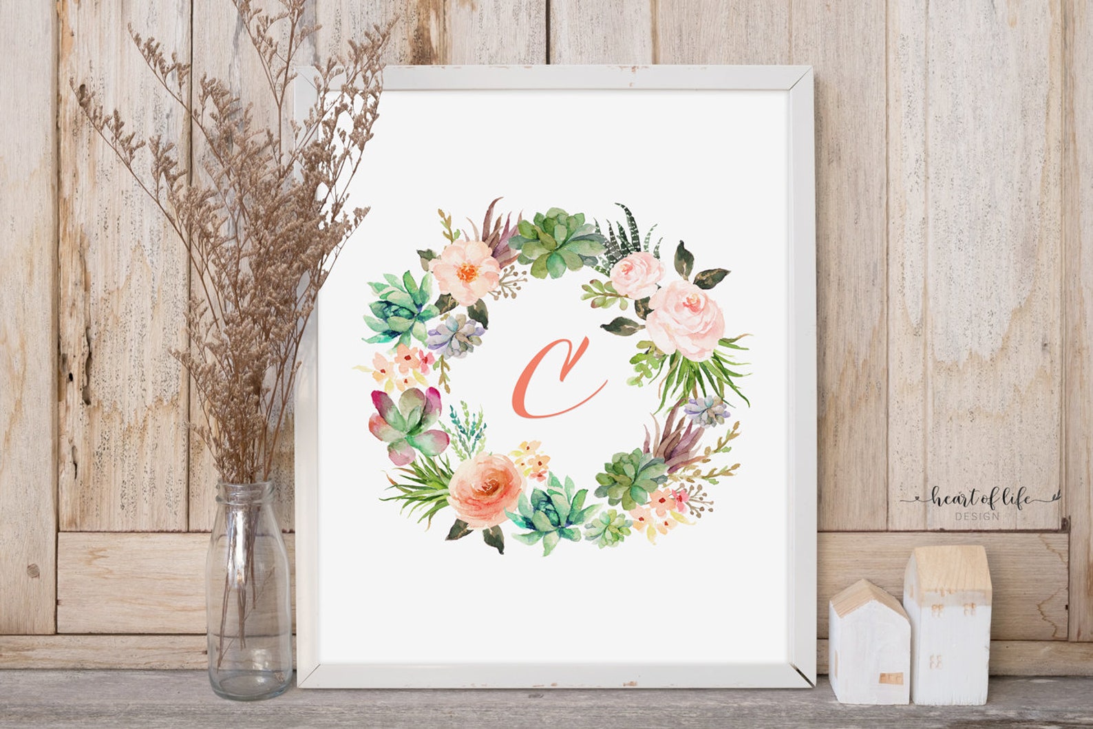 Letter C Nursery Wall Art Wreath Art Print Letter C Art Prints - Etsy