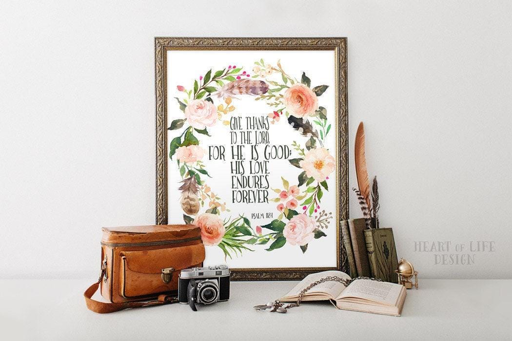 Give Thanks to the Lord – Psalm 118:1 Printable Bible Verse Art ...