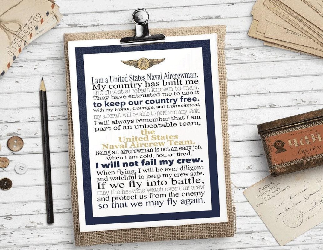 Naval Aircrewman's Creed Printable: Patriotic Military Wall Art ...