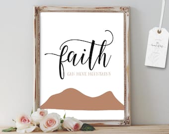 Digital Printable Bible Verse Faith Can Move Mountains - Etsy