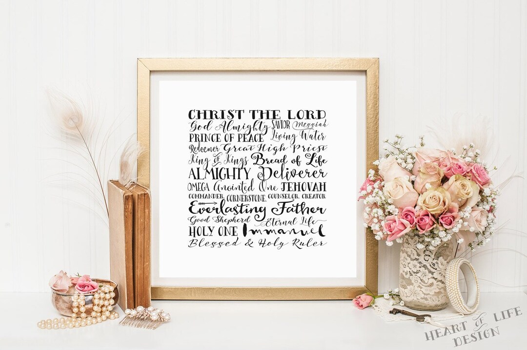 Printable Art Names of God Print Square Art Print Bible Verse Art Print ...