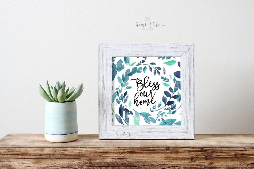 Bless Our Home Print: Blue Floral Welcome Sign (digital Download) - Etsy