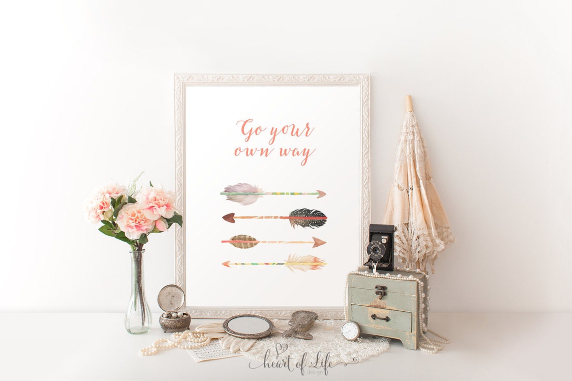 Printable Art Arrow Art Print Go Your Own Way Watercolor - Etsy