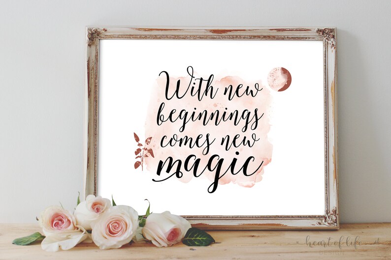 Printable Wall Art New Beginnings Sign Inspirational Quote | Etsy