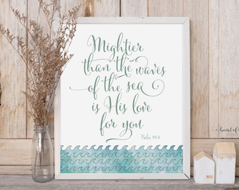 Psalm 93:4 Scripture Wall Art – "mightier Than the Waves" Bible Verse ...