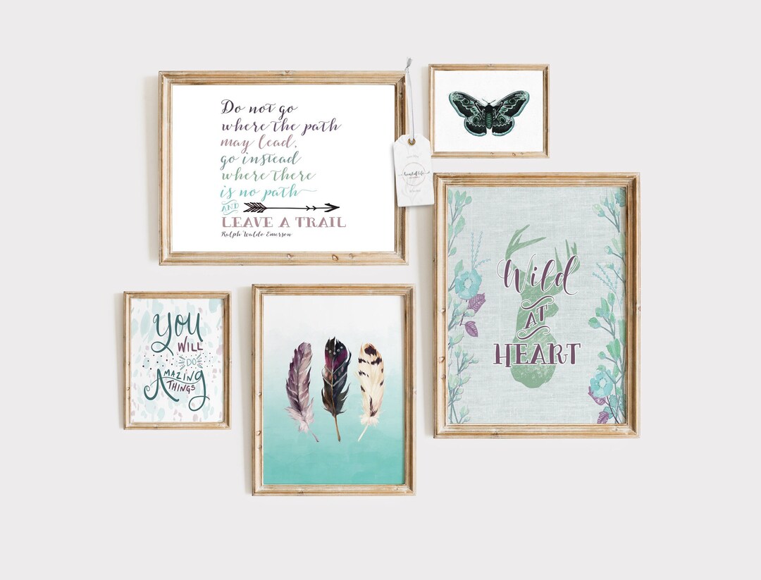 Inspirational Wall Art Bundle – Set of 5 Uplifting Printable Quotes ...
