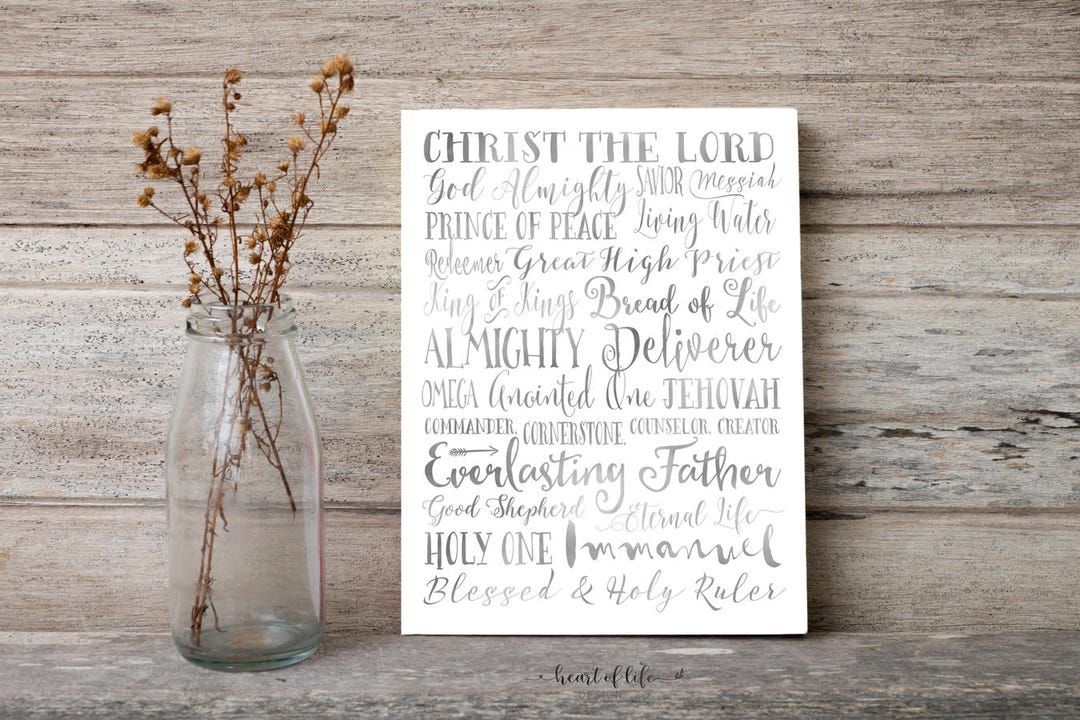 Names of God Art Print Printable Wall Art Scripture Print Jesus Christ ...