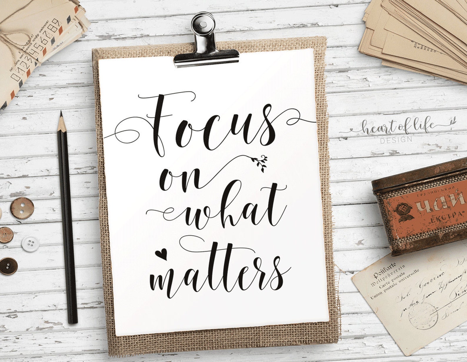 Printable Quote Focus on What Matters Simple Typography Print - Etsy