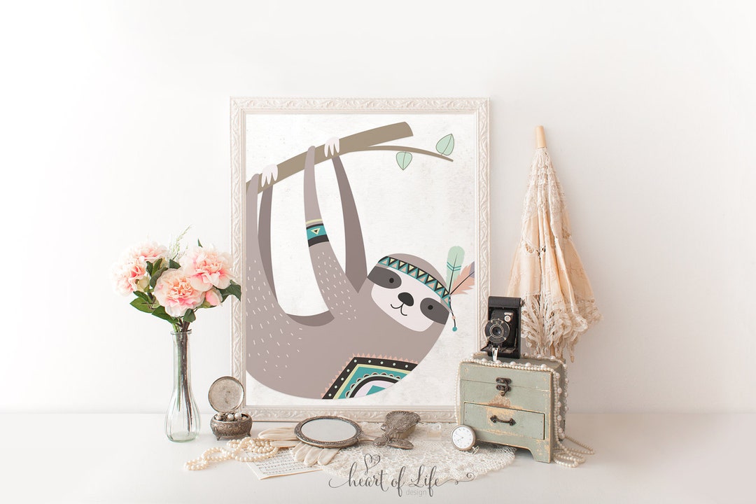 Sloth Print Printable Wall Art Sloth Printable Tribal Animal - Etsy New ...