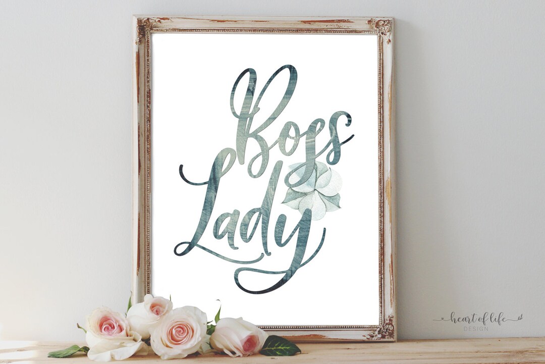Boss Lady Printable Home Office Wall Art Gift for Female Boss Blue Boss ...