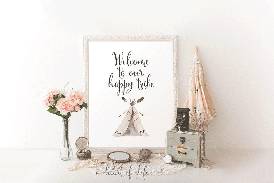 Welcome to Our Happy Tribe – Tribal Teepee Printable Wall Art for ...