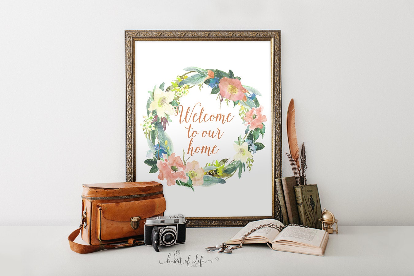 Welcome Sign Printable Art Watercolor Welcome Print Welcome to - Etsy