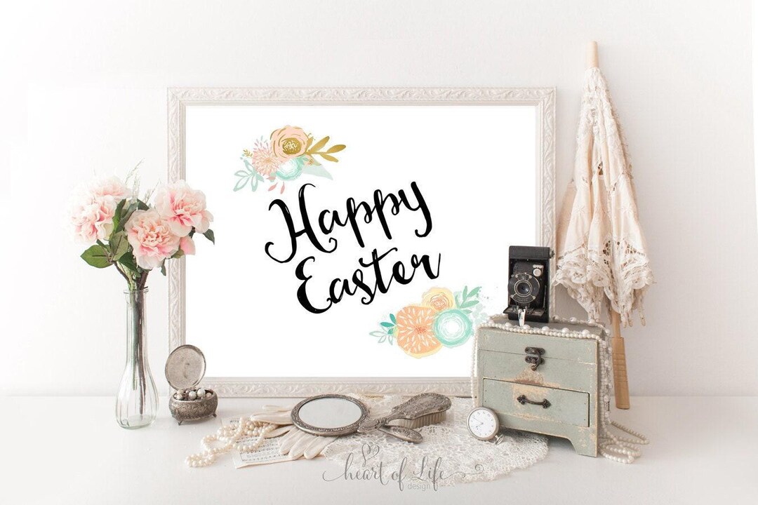 Printable Easter Sign Easter Print Easter Party Print Happy Easter Print Pastel Easter Print ...