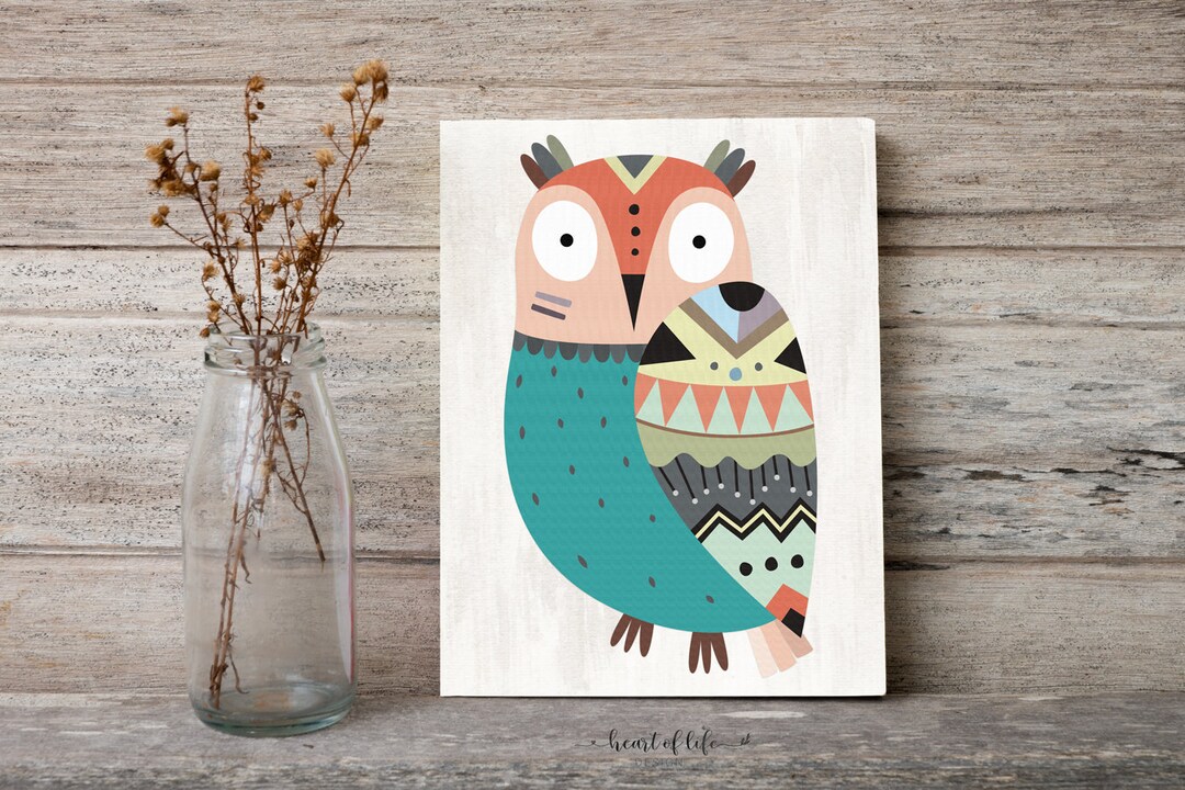 Tribal buho vivero imprimible buho pared arte buho bebé ducha impresión ...