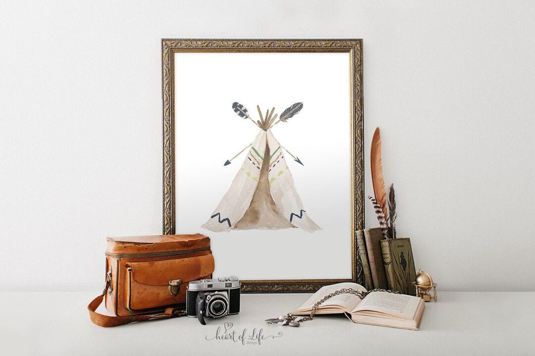 Tee Pee Walll Art Navy and Green Nursery Decor Tee Pee Printable Art ...