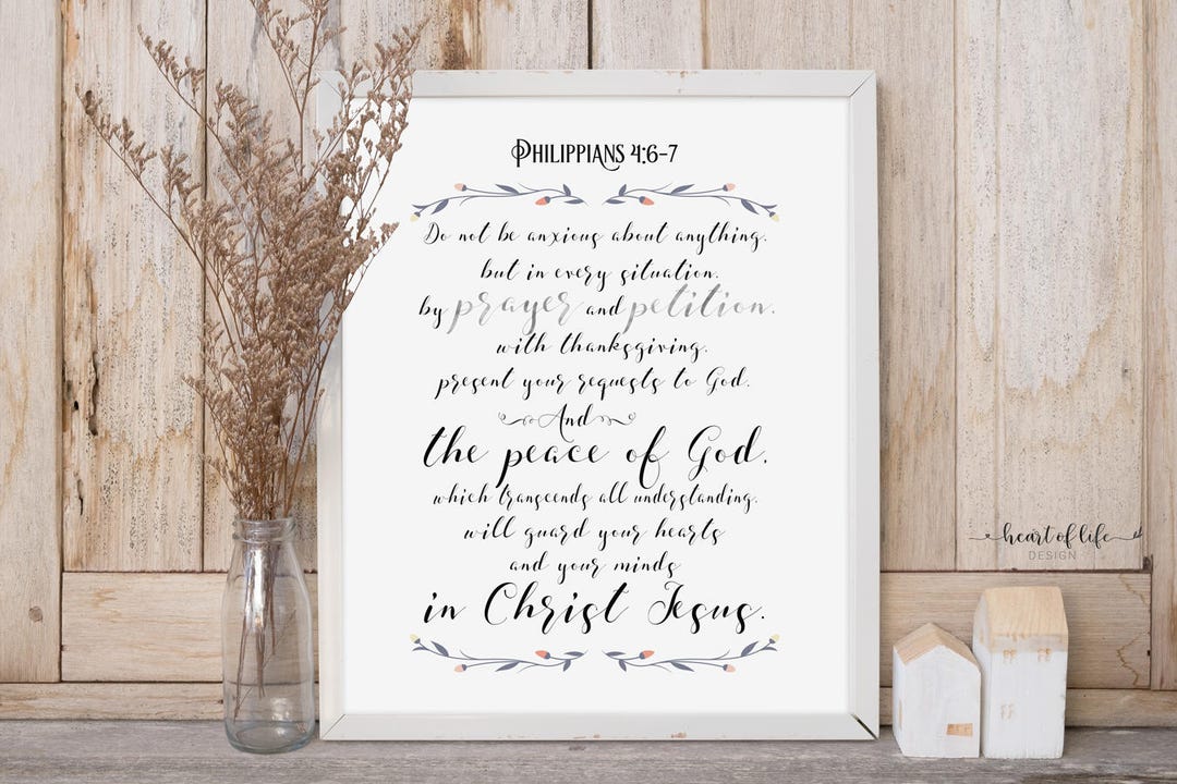 Philippians 4 6-7 Scripture Printable Art Bible Verse Wall Art Faith ...