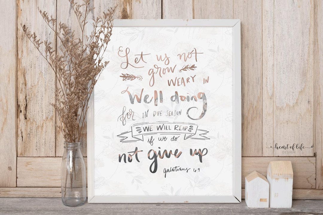Galatians 6 9 Bible Verse Wall Art Handlettered Scripture Art Quote ...