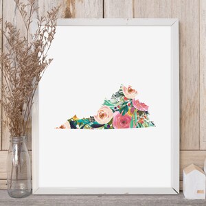 Virginia Printable Digital Download Art Print Floral Watercolor ...