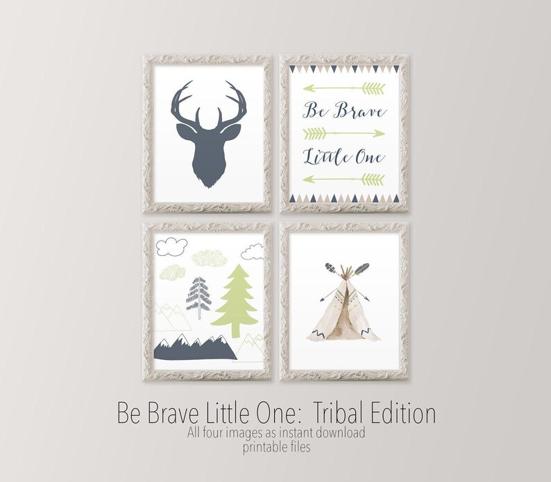 Tribal Nursery Art Prints: Teepee, Deer, Aztec Decor (digital Download ...