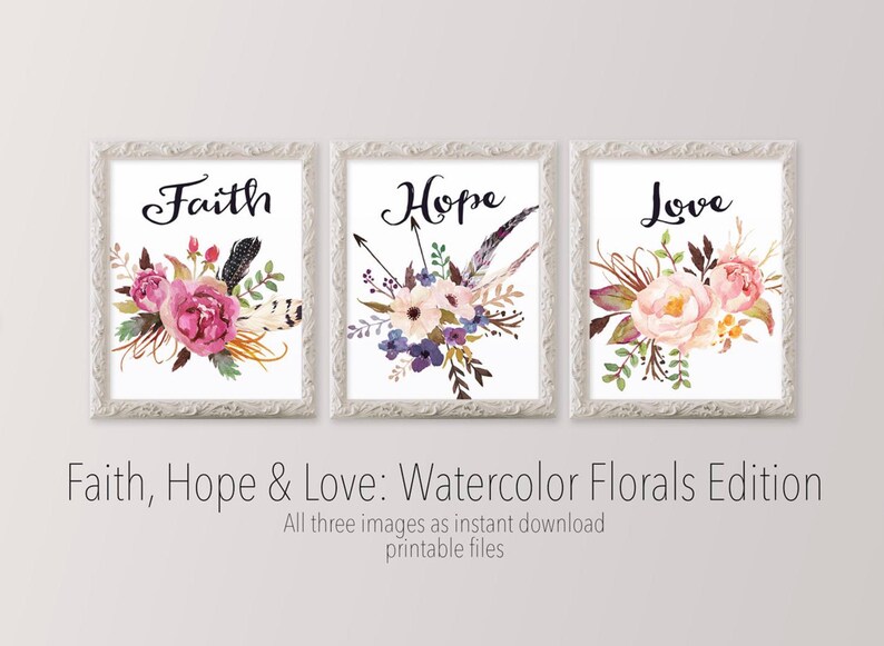 Bible Verse Art Prints Watercolor Flower Printable Faith Hope - Etsy