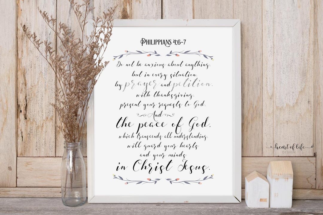 Philippians 4:6-7 Scripture Print | Inspirational Bible Verse (digital ...