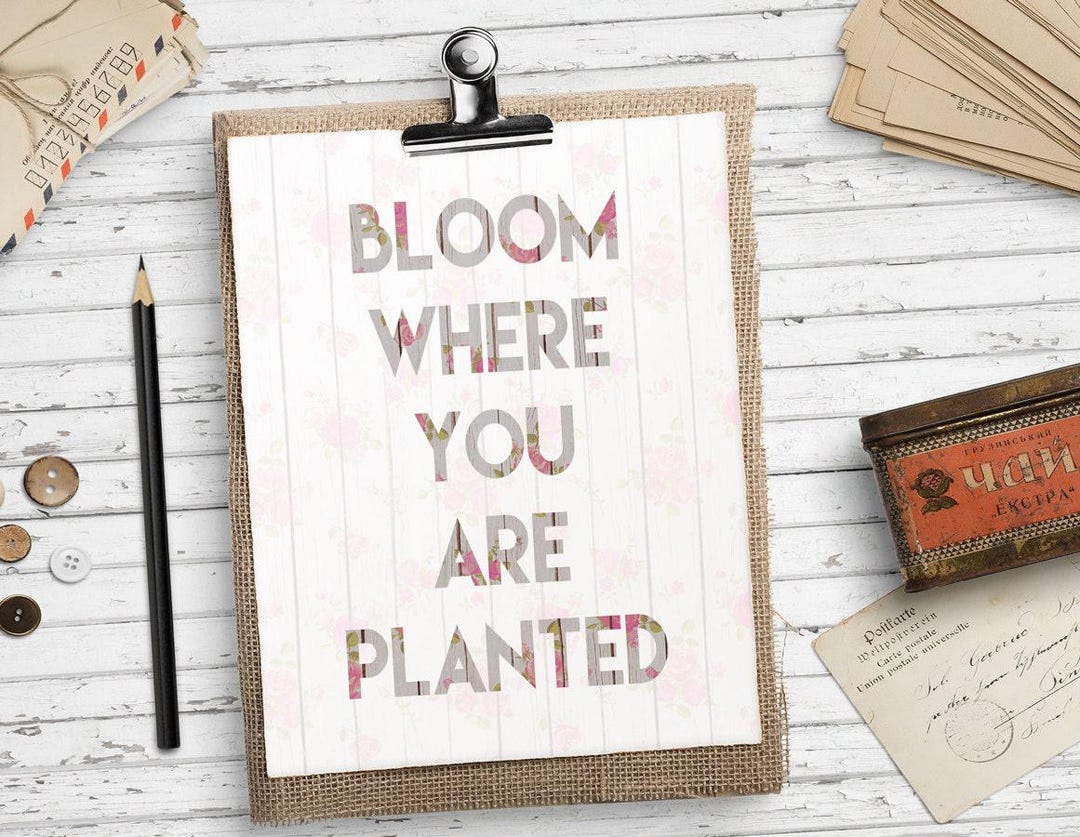 Bloom Where You Are Planted – Printable Floral Quote Wall Art, Cheerful ...
