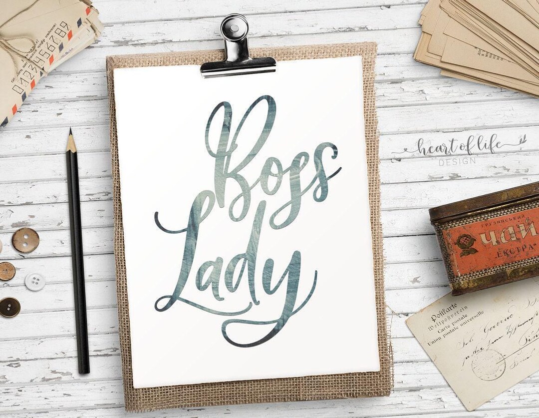 Boss Lady Printable Art – Gift for Female Entrepreneurs - Floral Blue ...