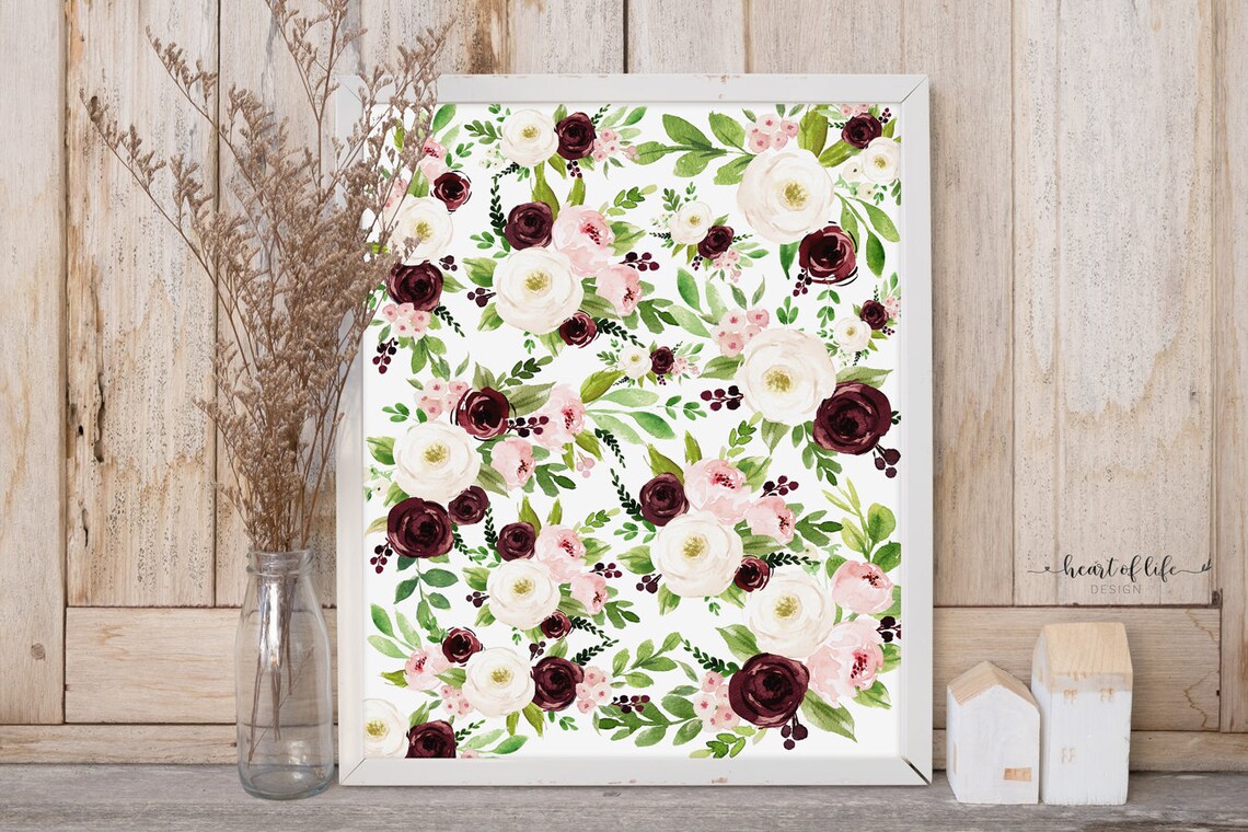 Printable art Flower collage print featuring gorgeous | Etsy