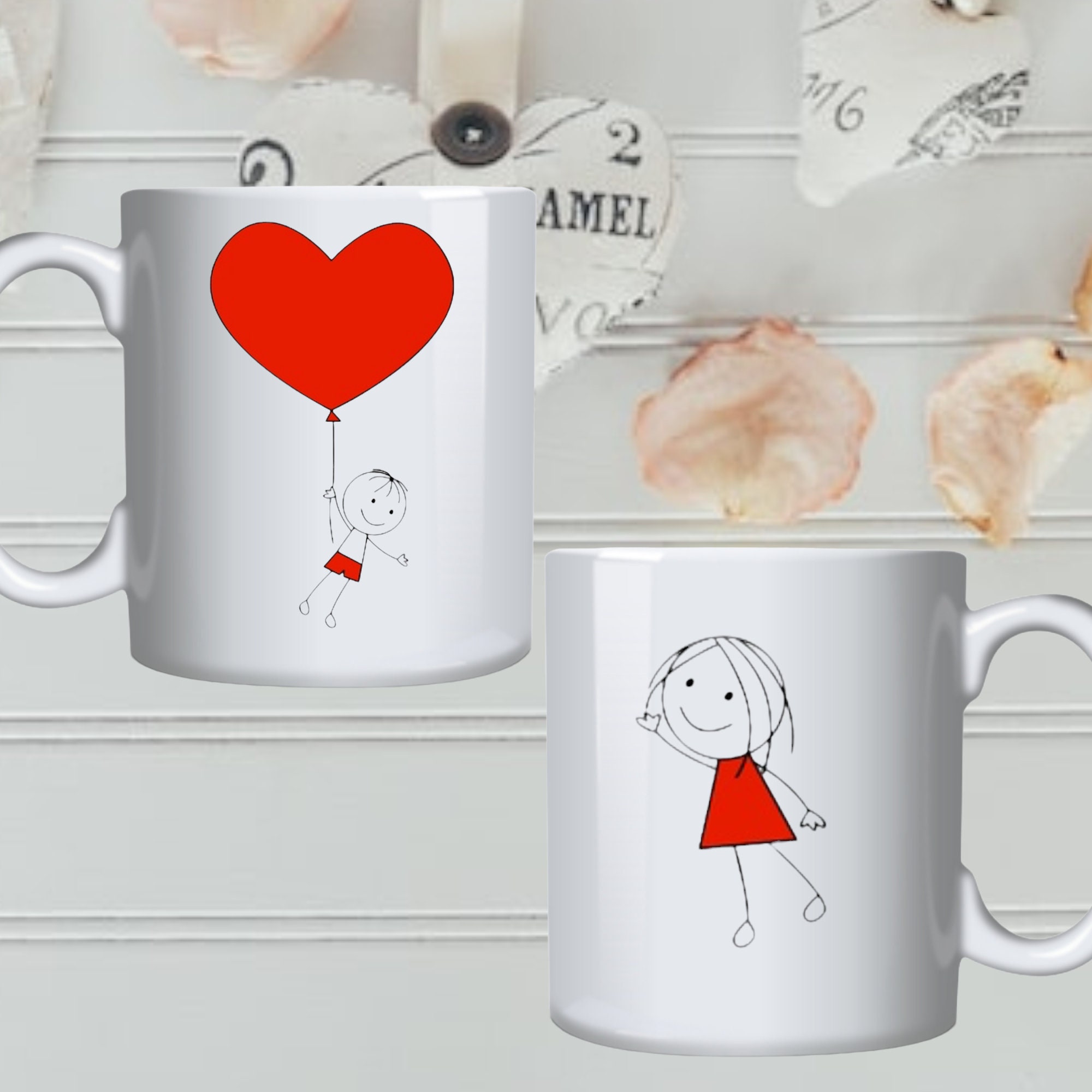 Stick Flying Couple Cup Set, Couple Matching Mug Set , Funny Valentine ...