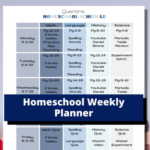 Editable Homeschool Weekly Schedule Kids Weekly Plan - Etsy