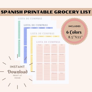 Spanish Grocery List Printable Grocery List Grocery Shopping - Etsy