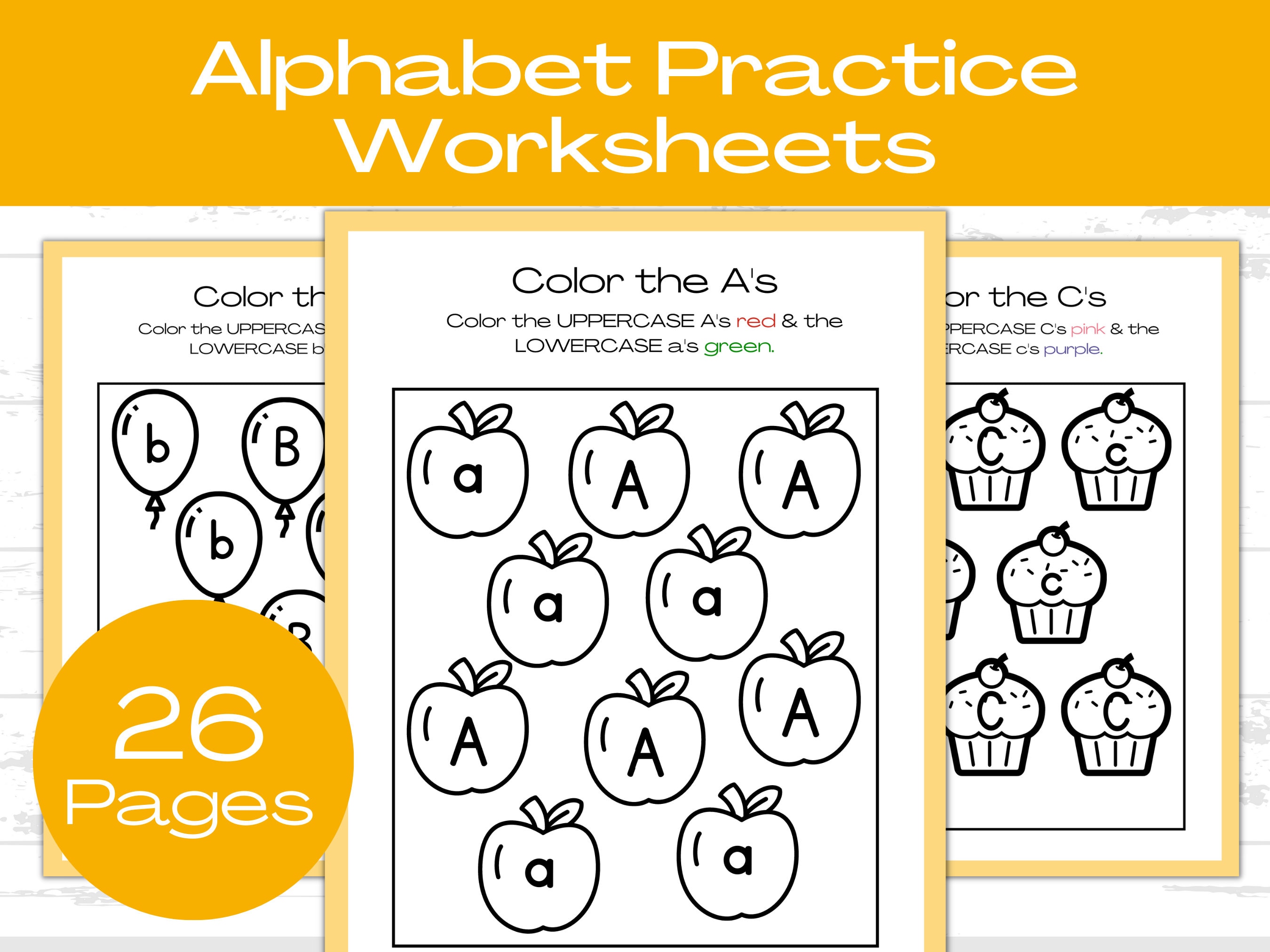 Alphabet Practice Worksheets, Letter Recognition (digital Download) - Etsy