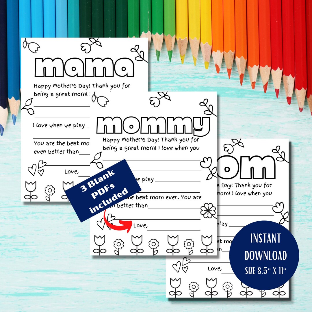 Mother's Day Coloring Card: All About Mom Printable (PDF) - Etsy