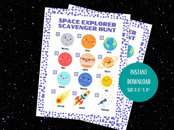 SPACE SCAVENGER HUNT Space Kids Activity Printable Space - Etsy