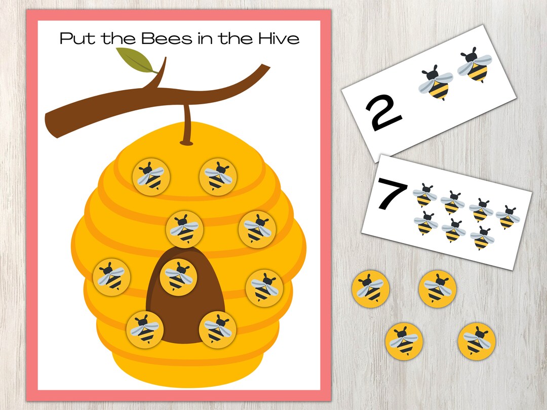 Bee Counting Game: Prek-kindergarten Math Printable (PDF) - Etsy