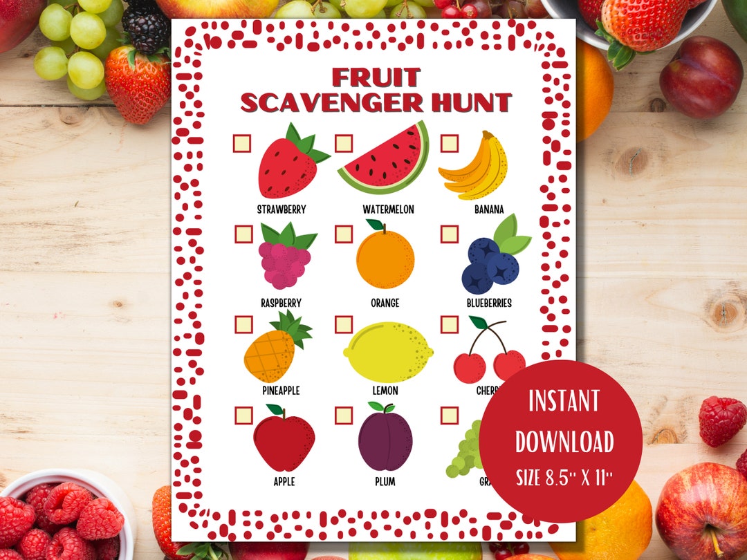 Fruit Scavenger Hunt: Kids Learning Activity (PDF) - Etsy