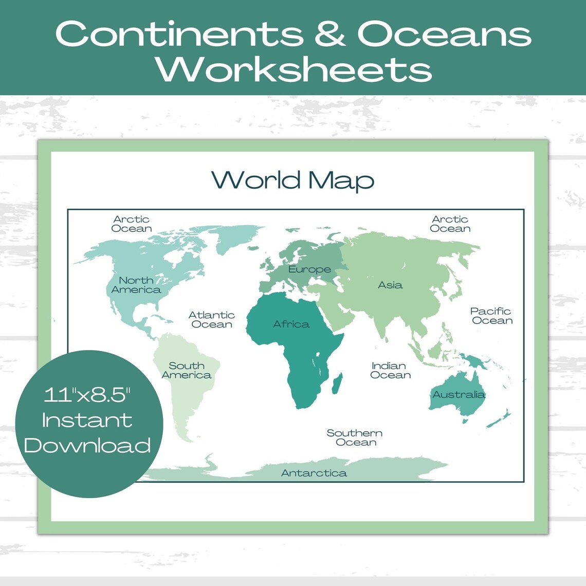 World Map Worksheets: Continents & Oceans Geography (digital Download ...