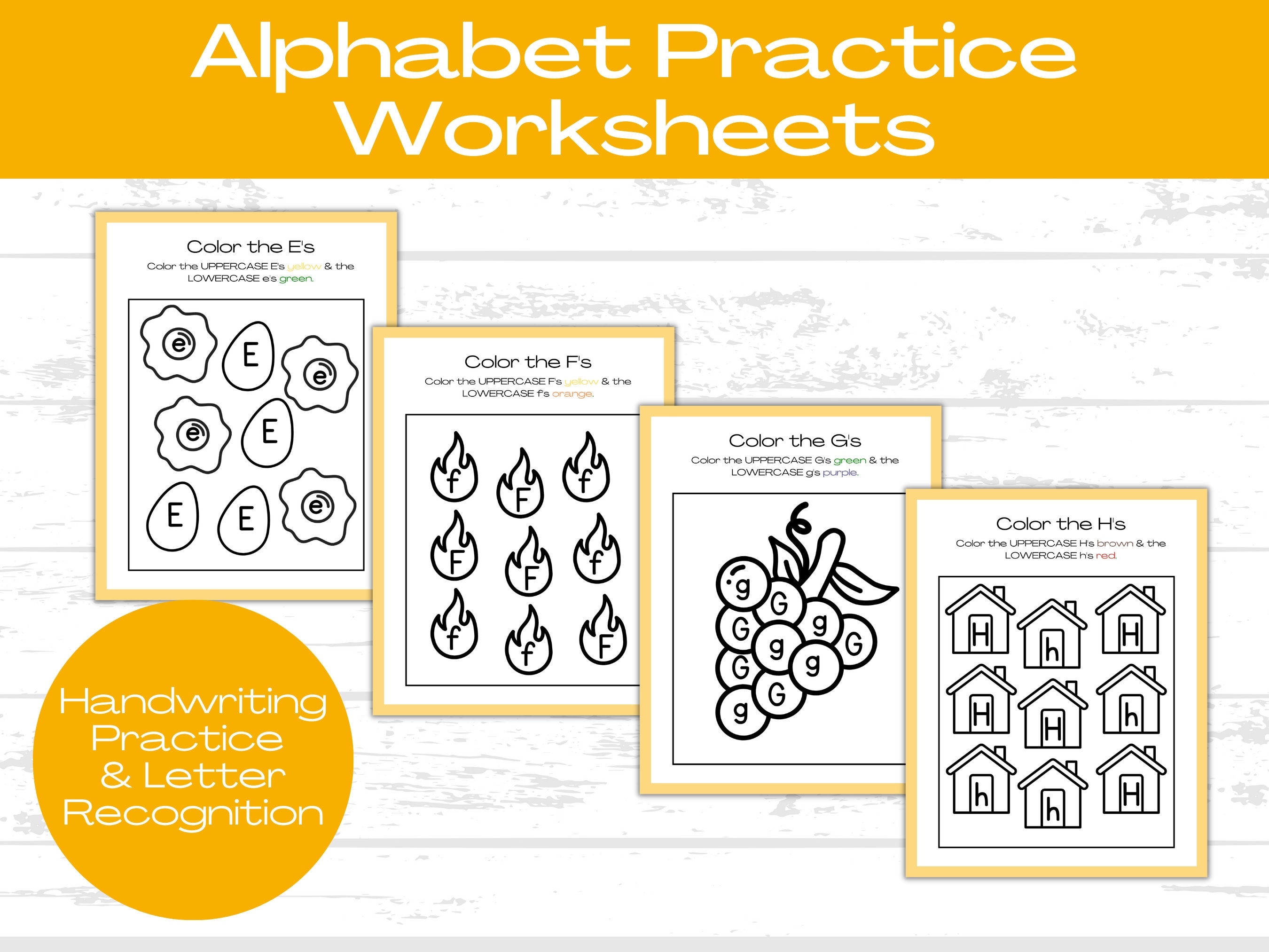 Alphabet Practice Worksheets, Letter Recognition (digital Download) - Etsy