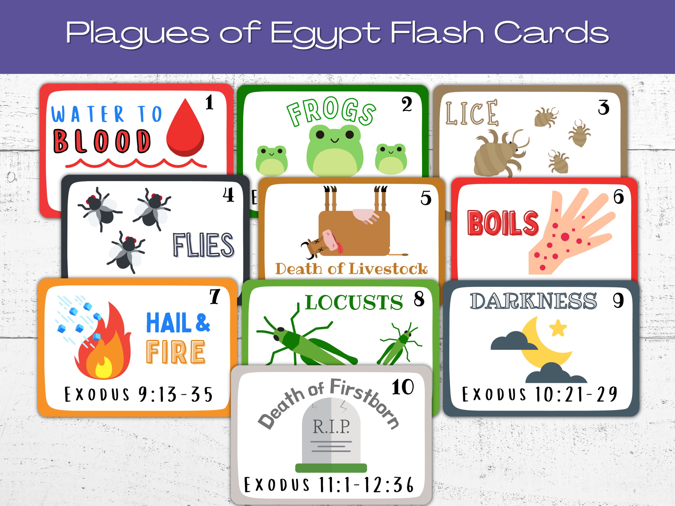 Plagues of Egypt Flash Cards: Scripture Memorization for Kids (PDF) - Etsy