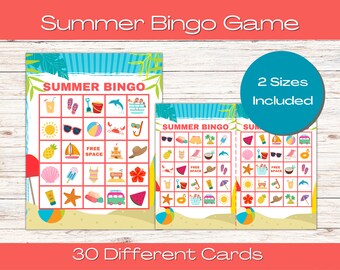 Summer Bingo, Printable Summer Bingo Game, Summer Activities for Kids ...