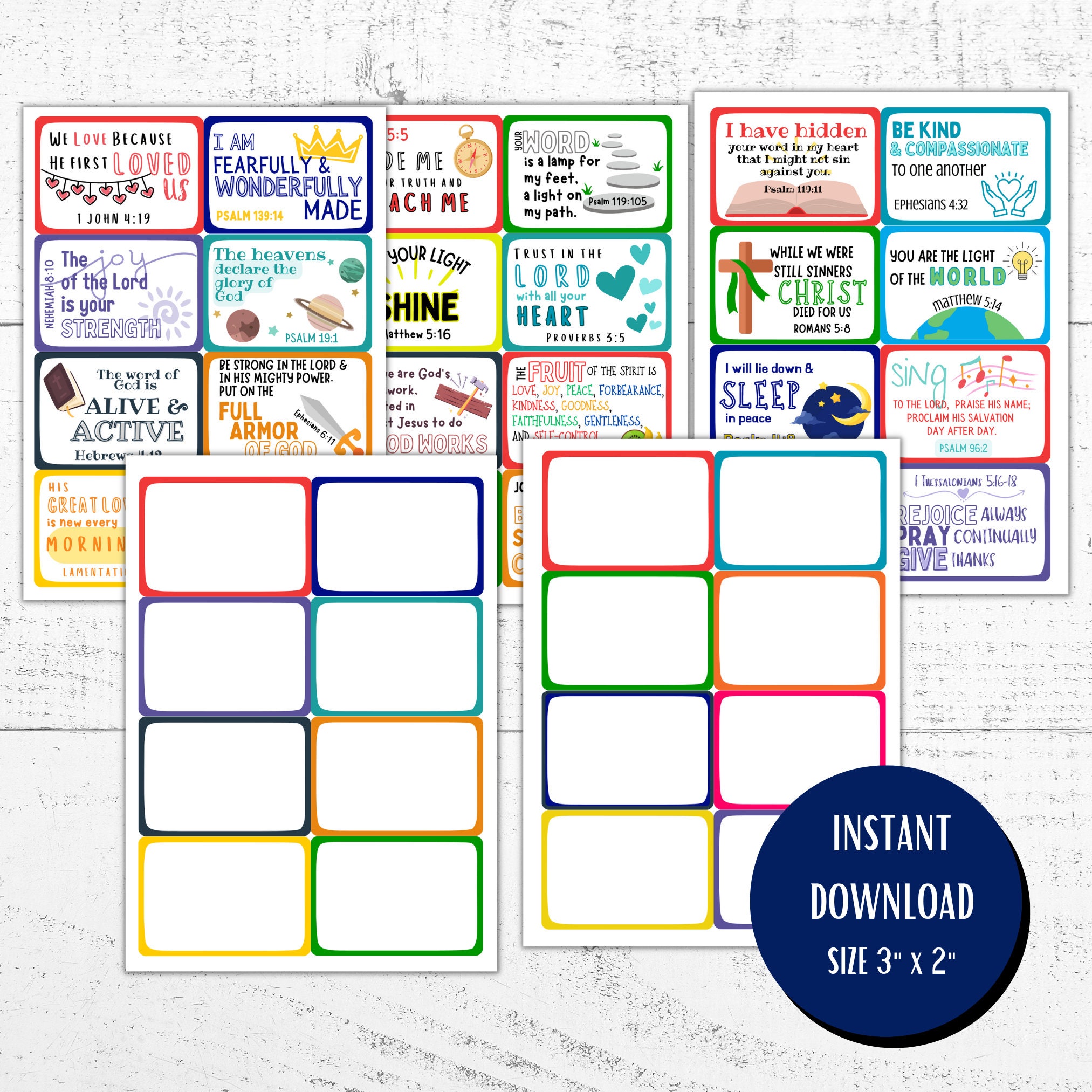 Kids Scripture Cards: 24 Encouraging Bible Verse Cards (digital ...