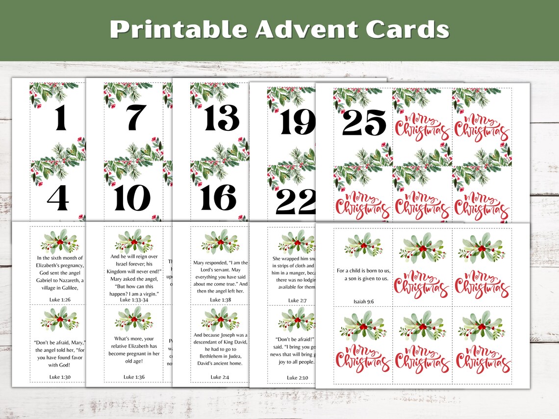Nativity Advent Calendar Printable Cards, Christmas Countdown (PDF) - Etsy