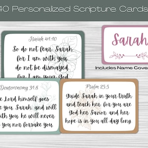 40 PERSONALIZED SCRIPTURE CARDS, Scripture Memorization Cards, Bible ...