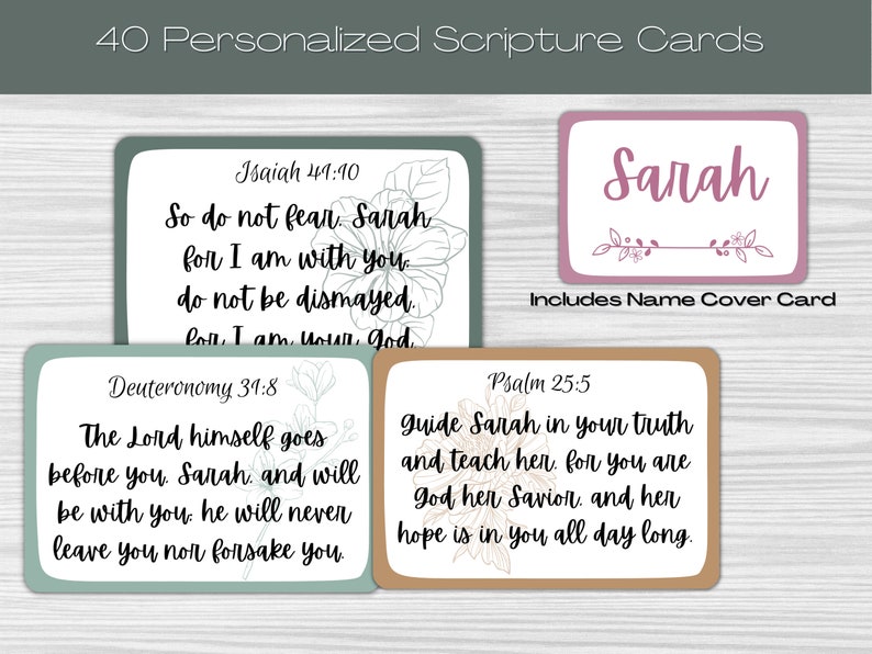 40 Personalized NIV Scripture Cards: Bible Verse Memorization (digital ...