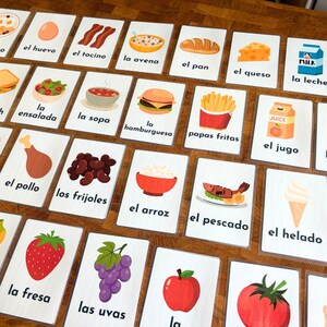 Spanish Food Flashcards: Bilingual Learning Cards for Kids (PDF ...