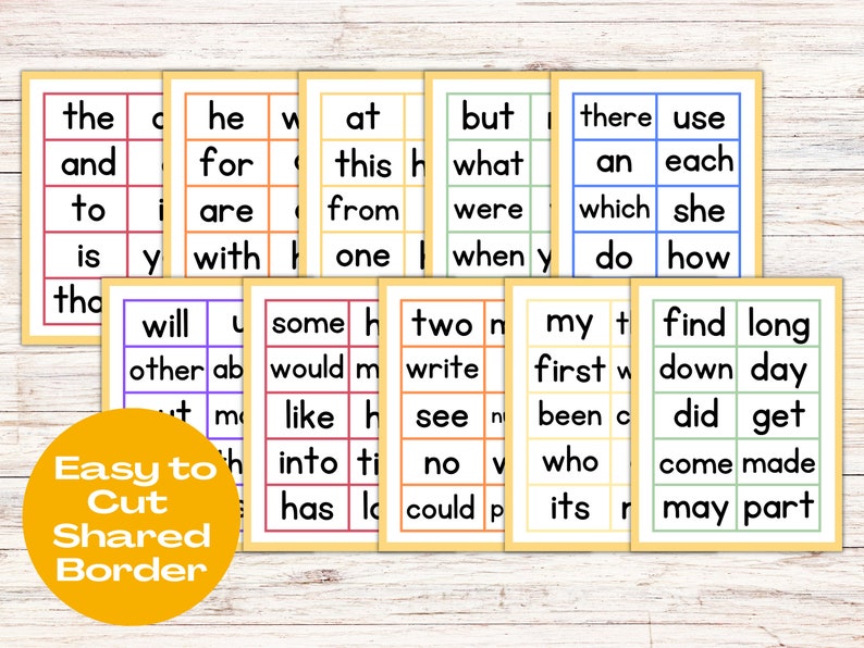 PRINTABLE SIGHT WORDS Fry's First Hundred Sight Word - Etsy
