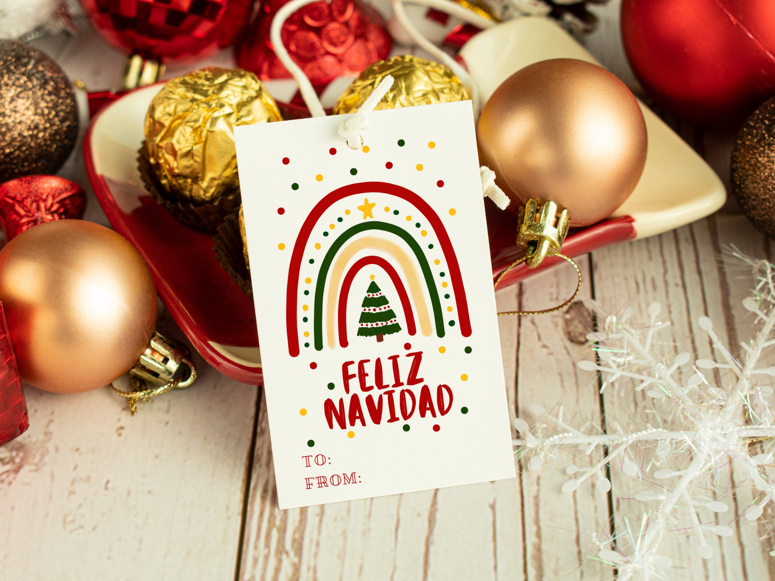 Feliz Navidad Gift Tags, Printable Christmas Labels (PDF) - Etsy