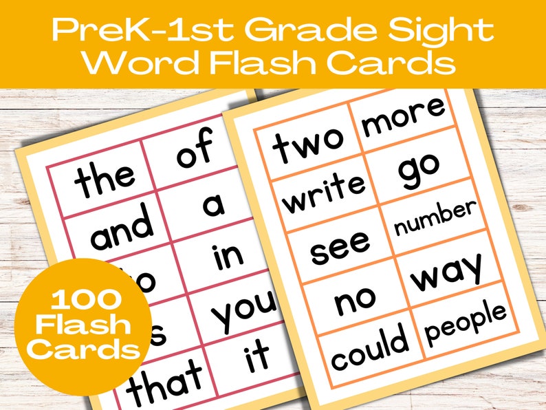 PRINTABLE SIGHT WORDS Fry's First Hundred Sight Word - Etsy