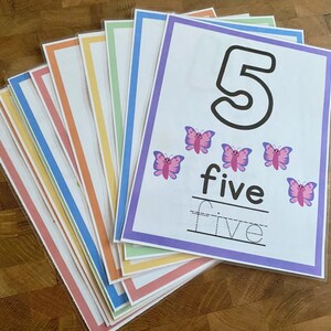 NUMBER TRACING FLASHCARDS, Learn Numbers Printable, Counting, Writing ...