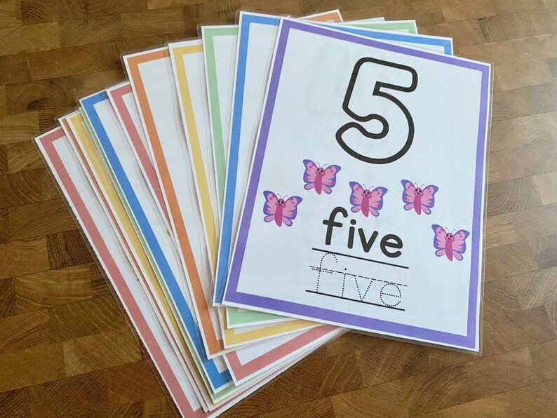 NUMBER TRACING FLASHCARDS Learn Numbers Printable Counting - Etsy